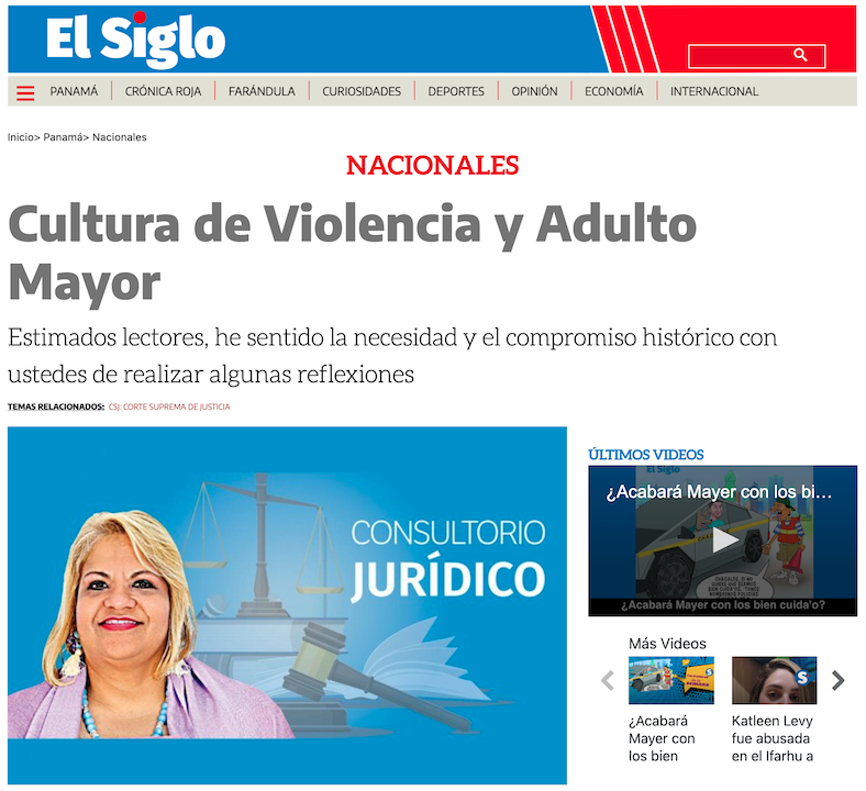 Cultura de Violencia y Adulto Mayor – Doctora Julia Sáenz